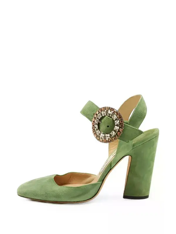 JIMMY CHOO Mischa Crystal-embellished Sandals - Green