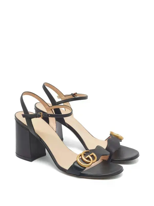 Gucci Double G Ankle Strap Block Heel Sandals