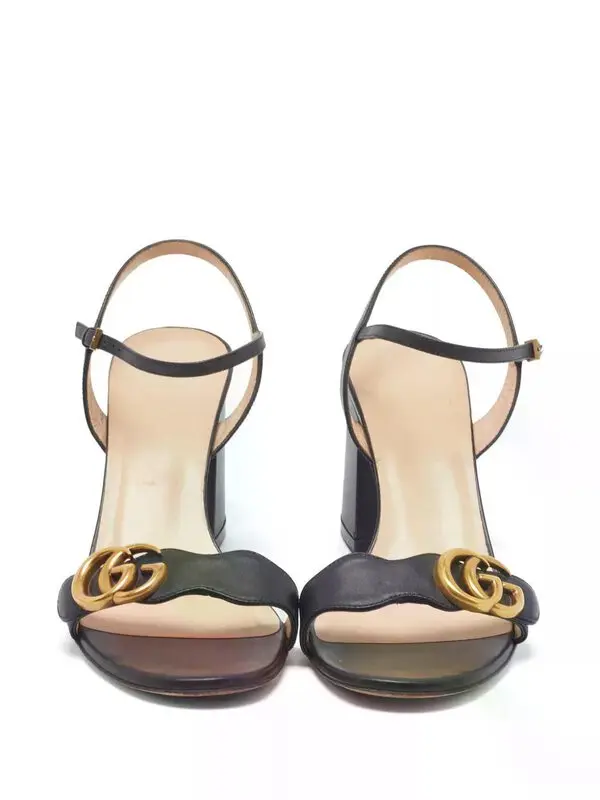 Gucci Double G Ankle Strap Block Heel Sandals