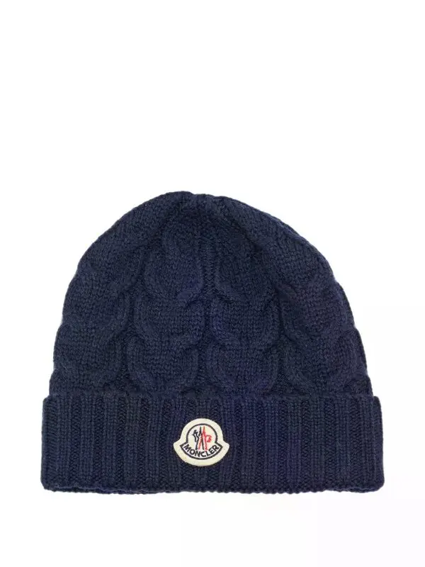 Moncler Berretto Cable-knit Beanie Hat