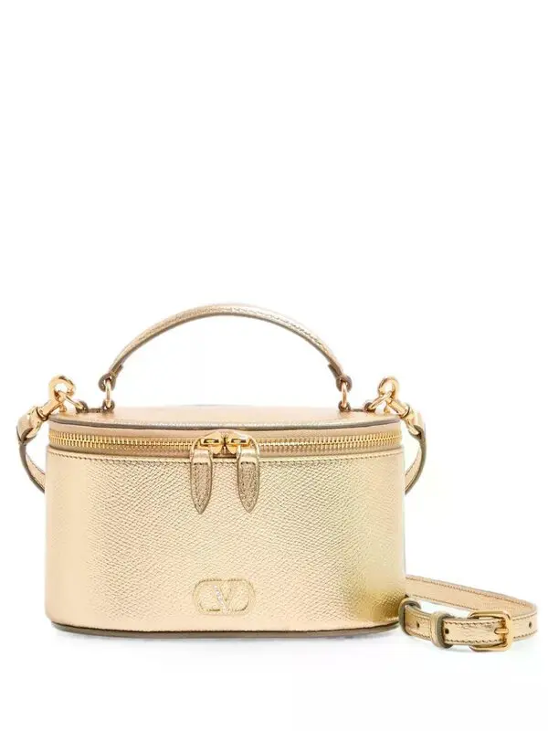 Valentino Garavani Vlogo Signature Leather Tote Bag - Gold