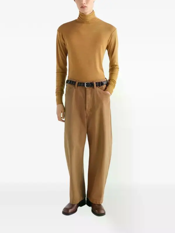 LEMAIRE Stand Collar Wool Silk Jersey Top - Neutrals