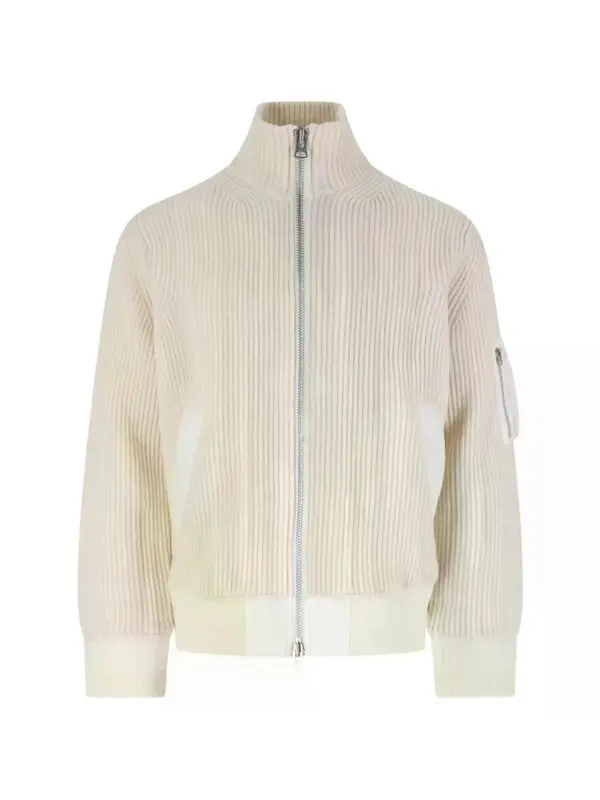 Sacai Ribbed Zip-up Cardigan - White