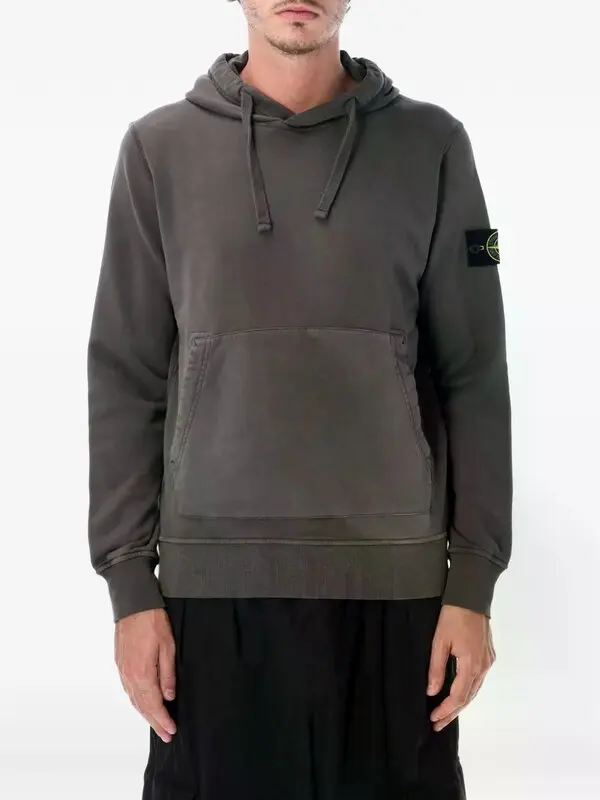 Stone Island 6100062 Organic-cotton Fleece Regular-fit Hooded Sweatshirt With Pouch Pocket - Grey