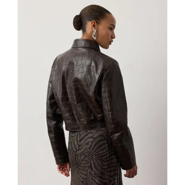 Ralph Lauren Jaxson Printed Lambskin Moto Jacket