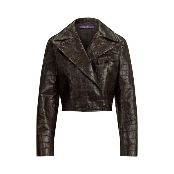 Ralph Lauren Jaxson Printed Lambskin Moto Jacket