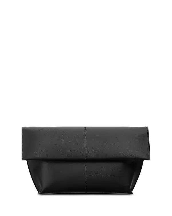 FREJA Seamed Faux Leather Clutch - Black