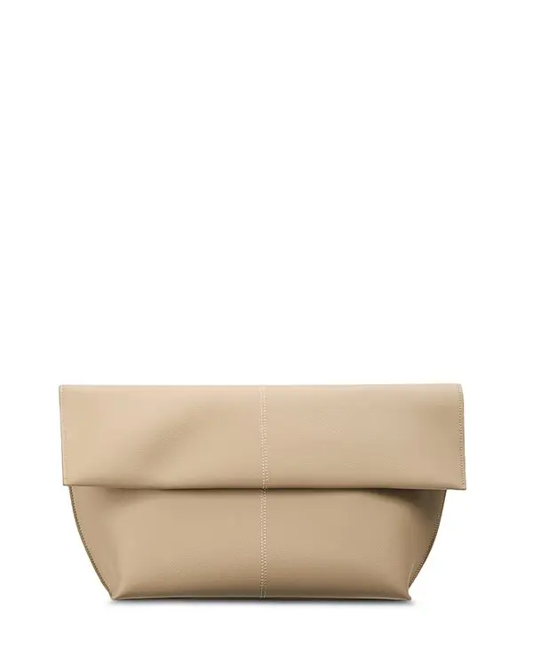 FREJA Seamed Faux Leather Clutch - Sand