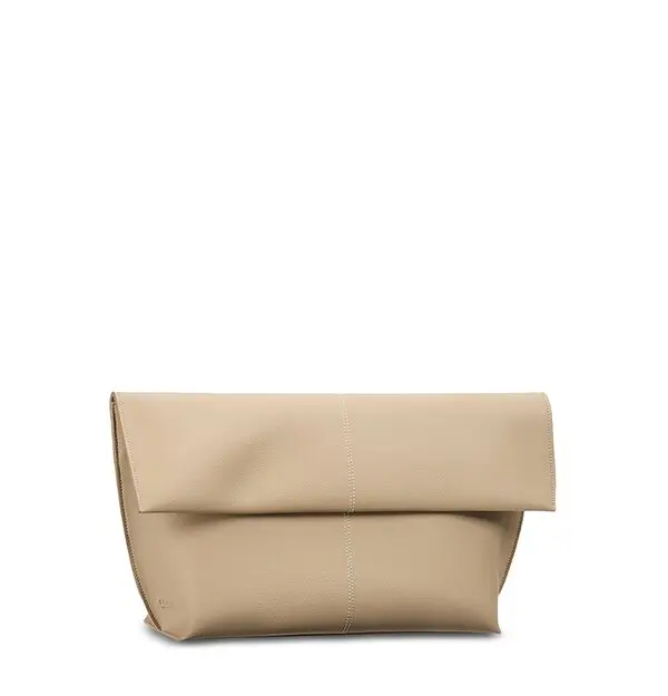 FREJA Seamed Faux Leather Clutch - Sand