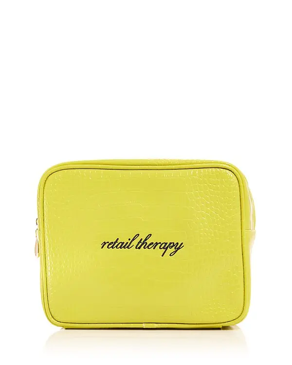 ABBODE Retail Therapy Croc Embossed Faux Leather Pouch - Yuzu