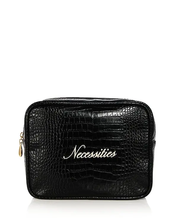 ABBODE Necessities Croc Embossed Faux Leather Pouch - Black