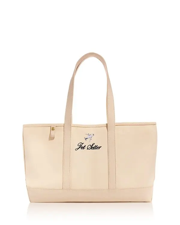ABBODE Jet Setter Embroidered Canvas Tote - Natural