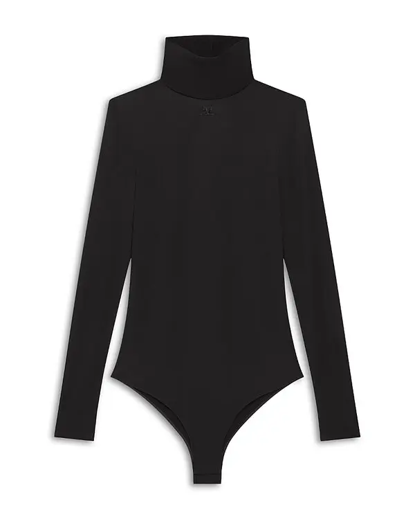 COURREGES Jersey Mock Neck Bodysuit - Black