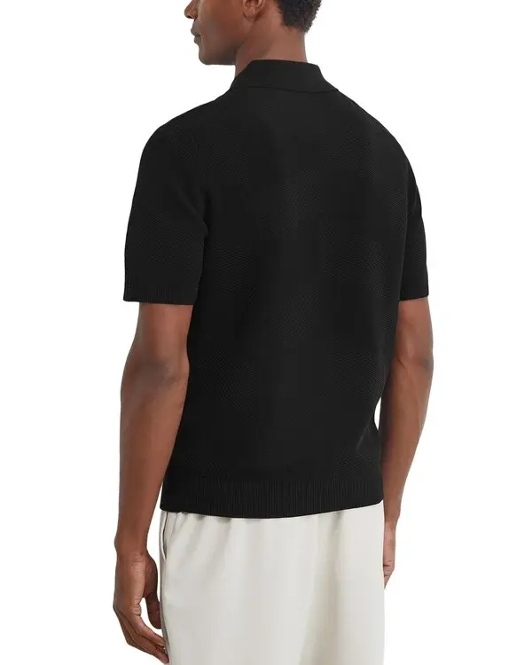 REISS Leigham Half Zip Chevron Knot Sweater Polo - Black