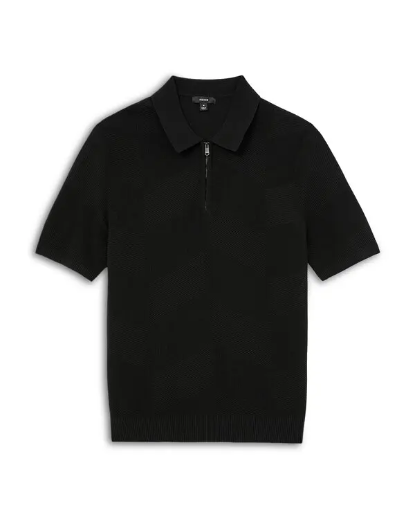 REISS Leigham Half Zip Chevron Knot Sweater Polo - Black