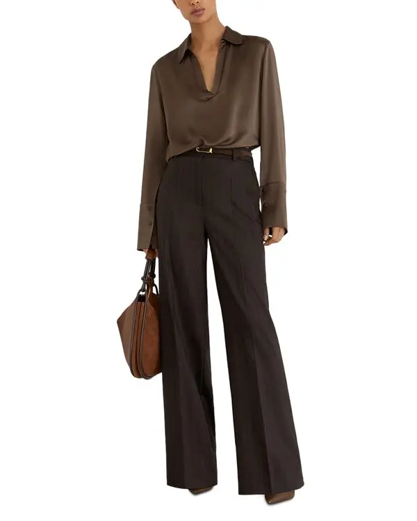 REISS Marina Silk V Neck Top