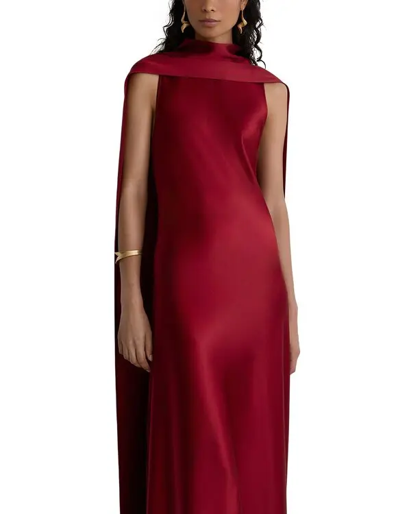 REISS Satin Cape Maxi Dress