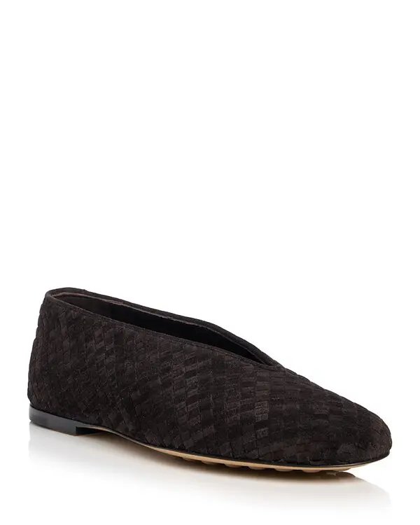 Bottega Veneta Rosa Intrecciato Ballet Flats - Espresso