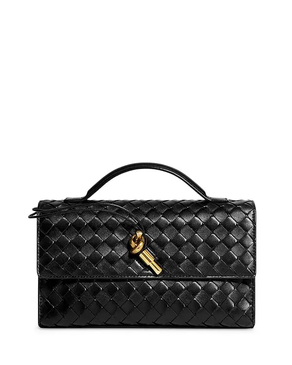 Bottega Veneta Andiamo Intrecciato Top Handle Bag - Black/muse Brass