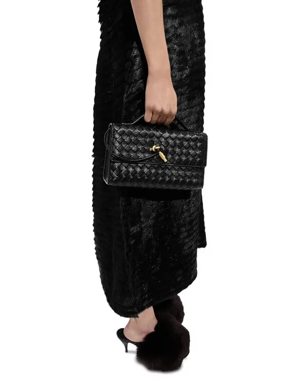 Bottega Veneta Andiamo Intrecciato Top Handle Bag - Black/muse Brass