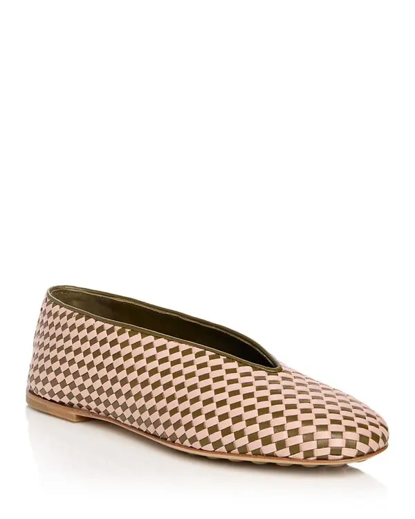 Bottega Veneta Rosa Intrecciato Ballet Flats - Plum/nero