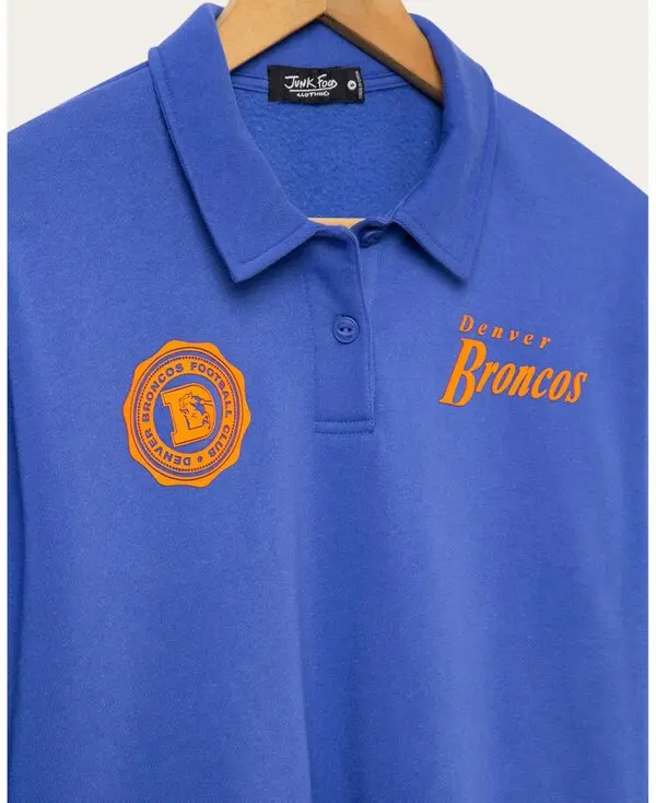 Junk Food Clothing Denver Broncos Polo Crop Fleece - Liberty