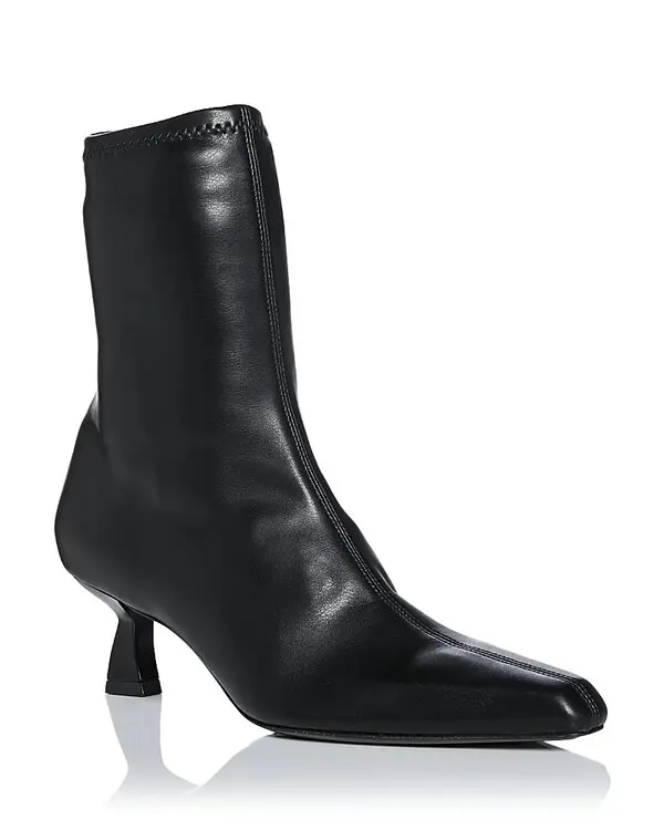 NODALETO Stretch Faux Leather Ankle Boots