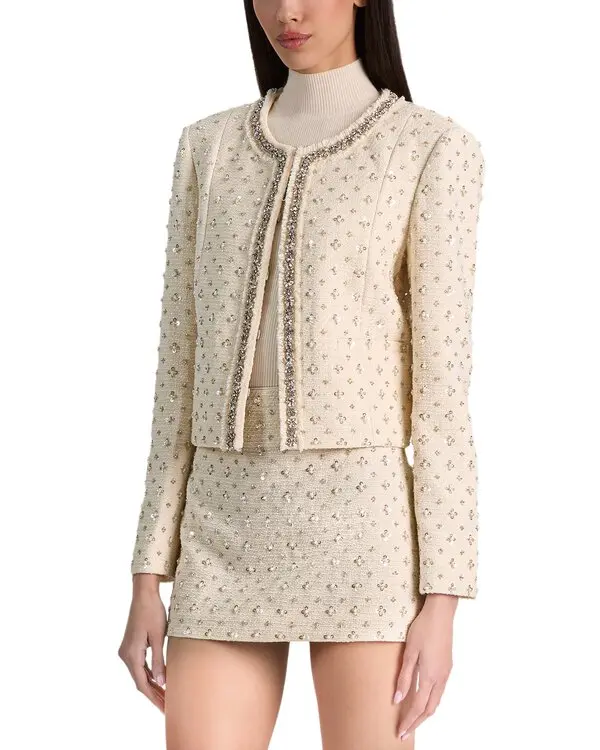 Alice + Olivia Thomasina Cropped Embellished Jacket
