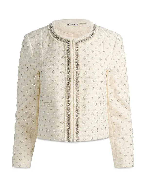 Alice + Olivia Thomasina Cropped Embellished Jacket