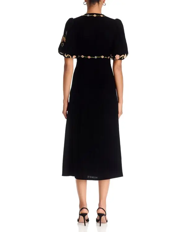Sea Alessandra Embroidered Bodice Midi Dress
