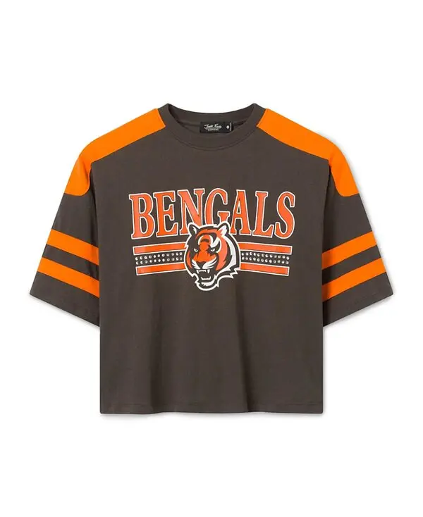 Junk Food Clothing Cincinnati Bengals Striped Bling Crop Tee