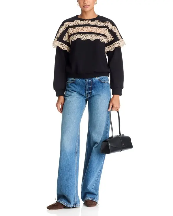 Sea Jemima Cotton Lace Trim Sweatshirt