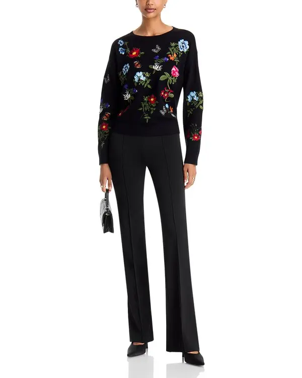 Alice + Olivia Teanna Embroidered Crewneck Sweater