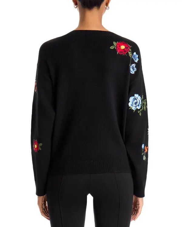 Alice + Olivia Teanna Embroidered Crewneck Sweater