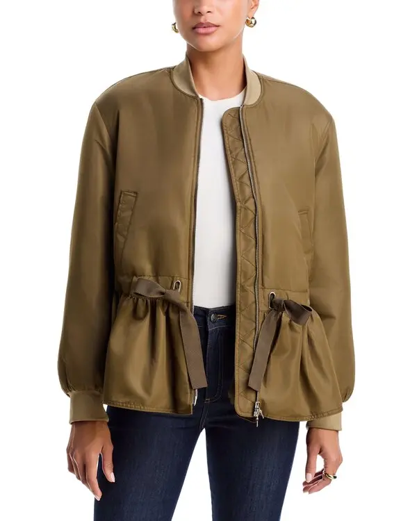 Cinq À Sept Valerina Peplum Hem Drawstring Coat