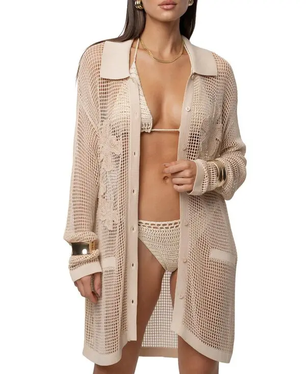 JLUXLABEL Solara Embroidered Button Up Top