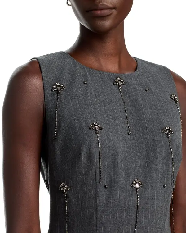 Kobi Halperin Embellished Pinstripe Mini Dress
