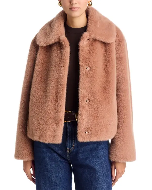 Kobi Halperin Tami Embellished Faux Fur Coat - Toffee