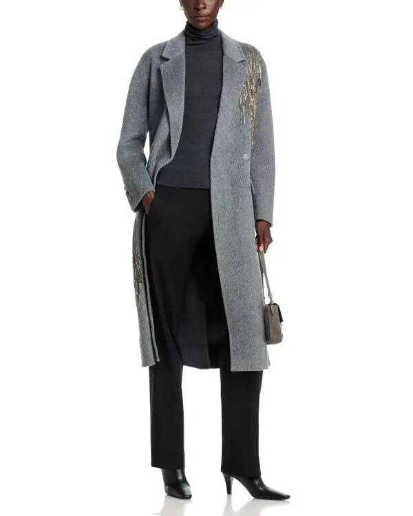 Kobi Halperin Sydni Wool Blend Embellished Fringe Coat