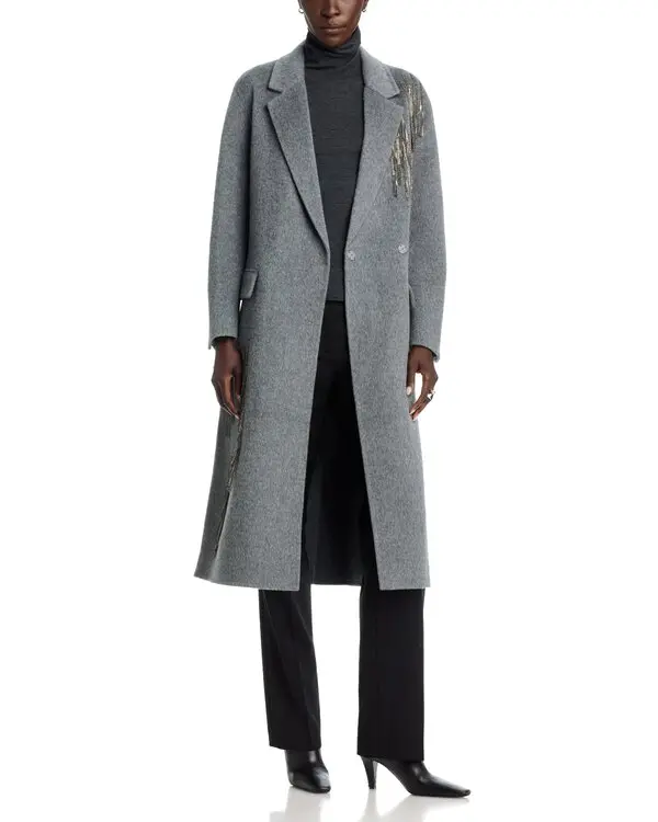 Kobi Halperin Sydni Wool Blend Embellished Fringe Coat
