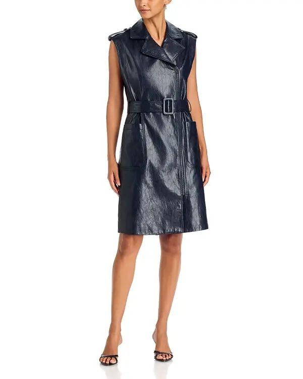 Kobi Halperin Alexis Sleeveless Faux Leather Dress - Navy