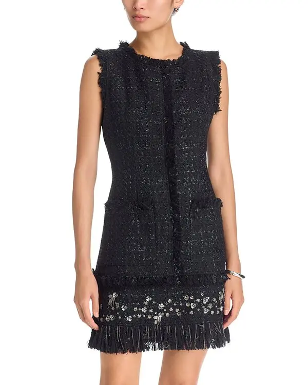 Kobi Halperin Rives Beaded Fringe Trim Dress - Black