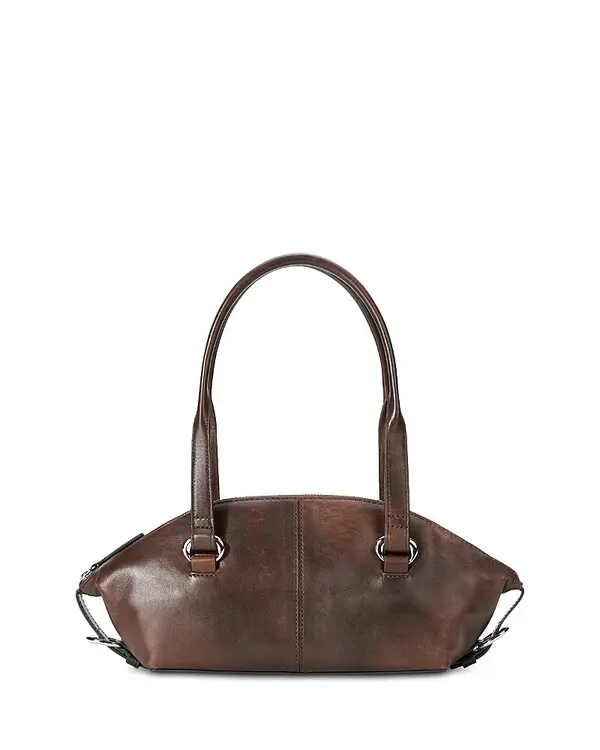 Staud Hester Mini Leather Shoulder Bag - Espresso Distressed