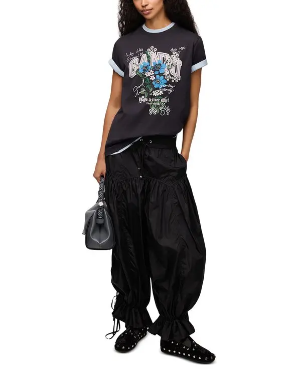GANNI Basic Cotton Relaxed Graphic Print Tee