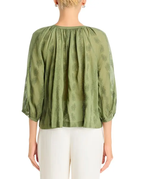 Johnny Was Lottiee Cotton Puffed Sleeve Blouse