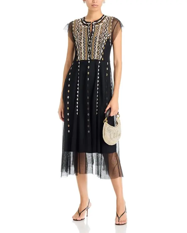 Johnny Was Luisella Mesh Midi Dress