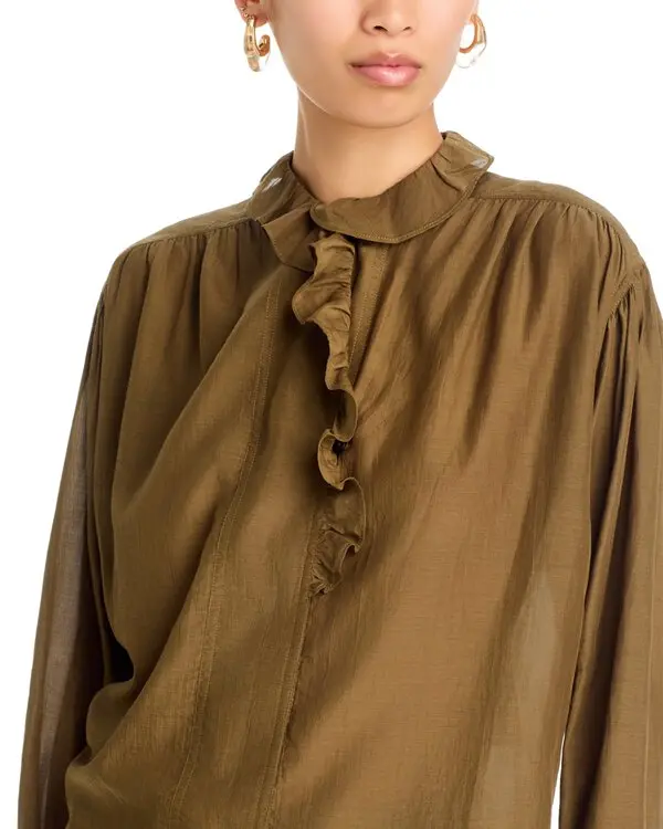 Johnny Was Yalenna Ruffled Trim Blouse - Beech