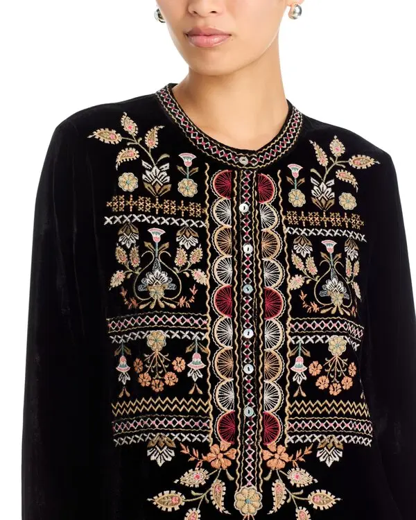 Johnny Was Velvet Henley Neck Tunic