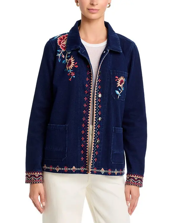 Johnny Was Nadia Collared Cotton Worker Jacket