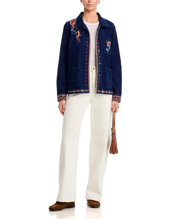 Johnny Was Nadia Collared Cotton Worker Jacket